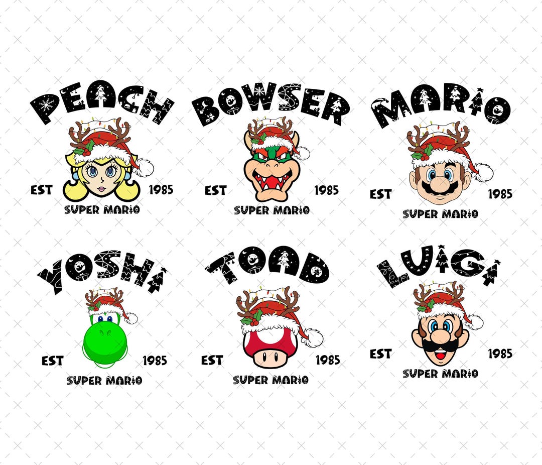 Mario Christmas Matching Png, Mario Family Svg, Mario Sublimation ...