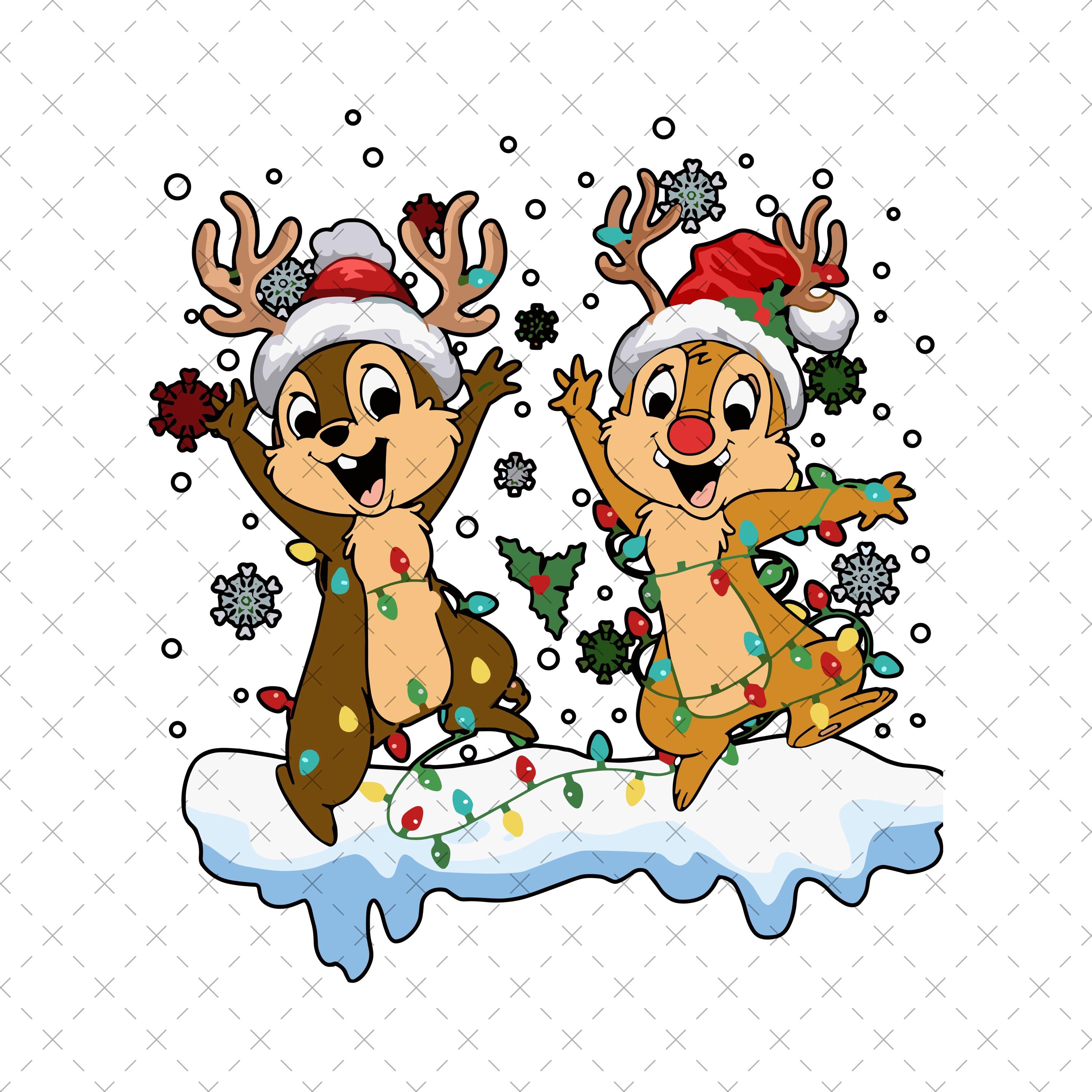 Chip and Dale Christmas PNG, Merry and Bright, Chipmunks Couple (SVG ...
