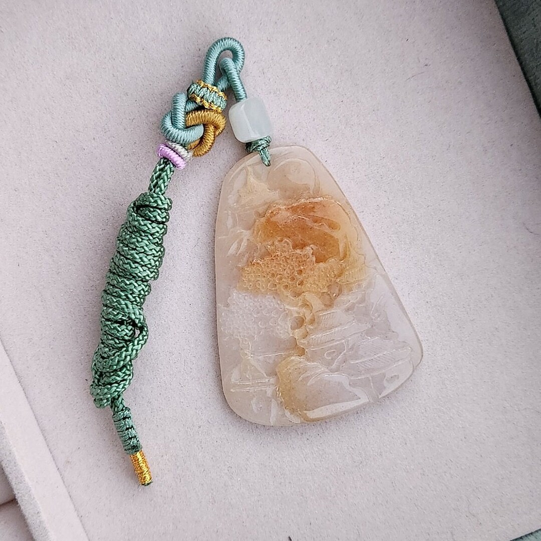 Certified Yellow Blossom Landscape Scenic Natural Jadeite Pendant With ...