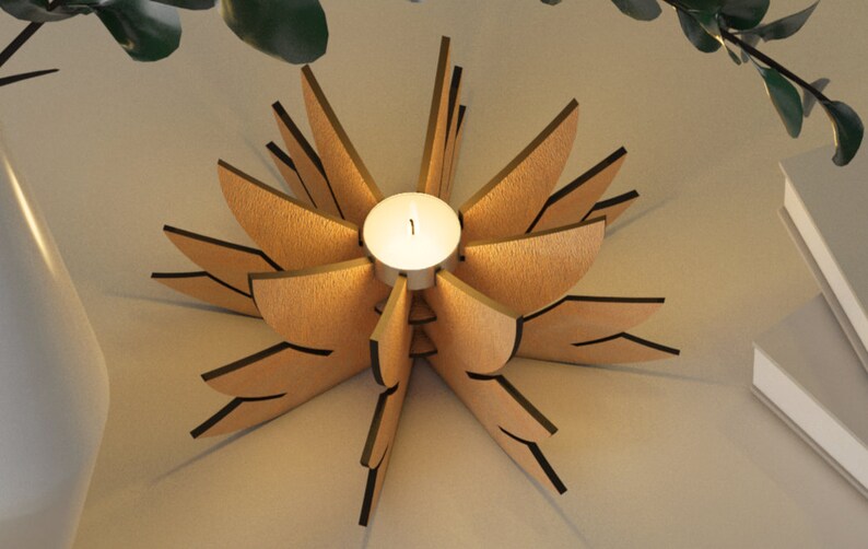 Lotus Candle Holder Laser Cutting, Tealight Holder, Wooden Candle ...