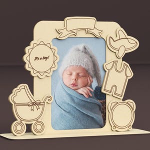 Newborn Photo Frame SVG, Personalized Birth Details Laser Cut Frame ...
