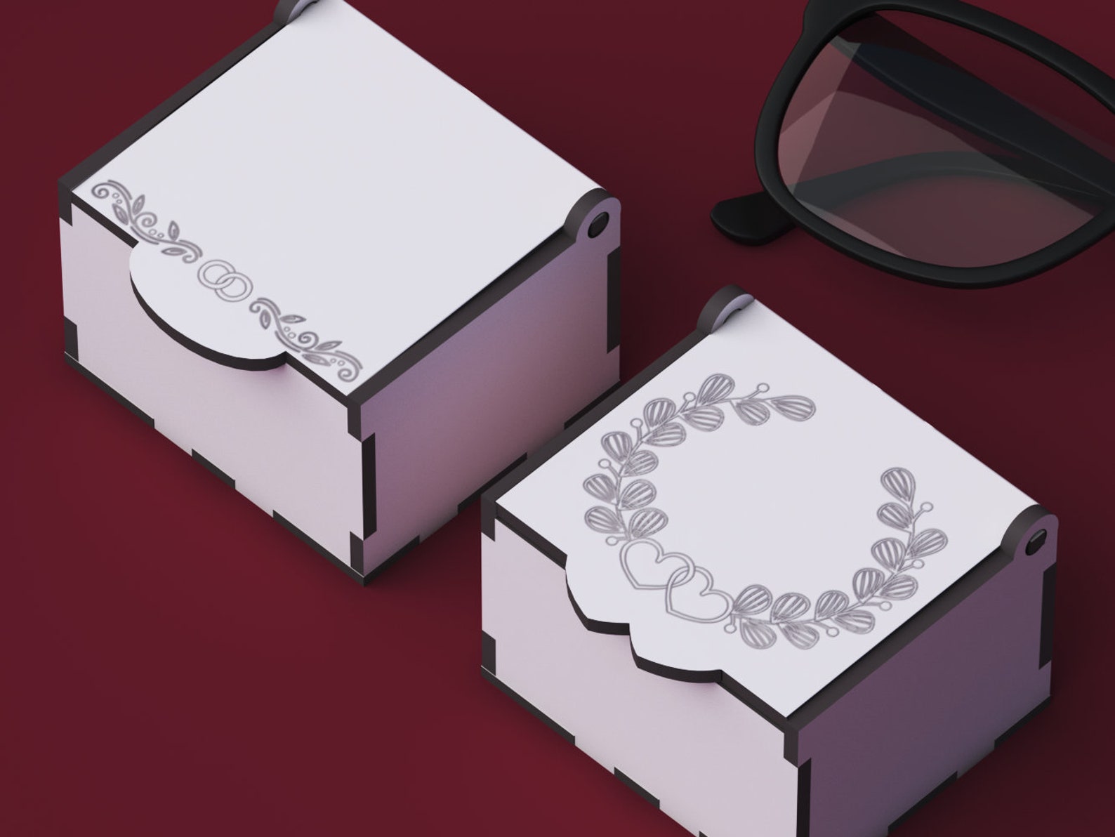 Laser Cut Boxes With Openable Lids in 4 Different Sizes, Patterned Gift ...