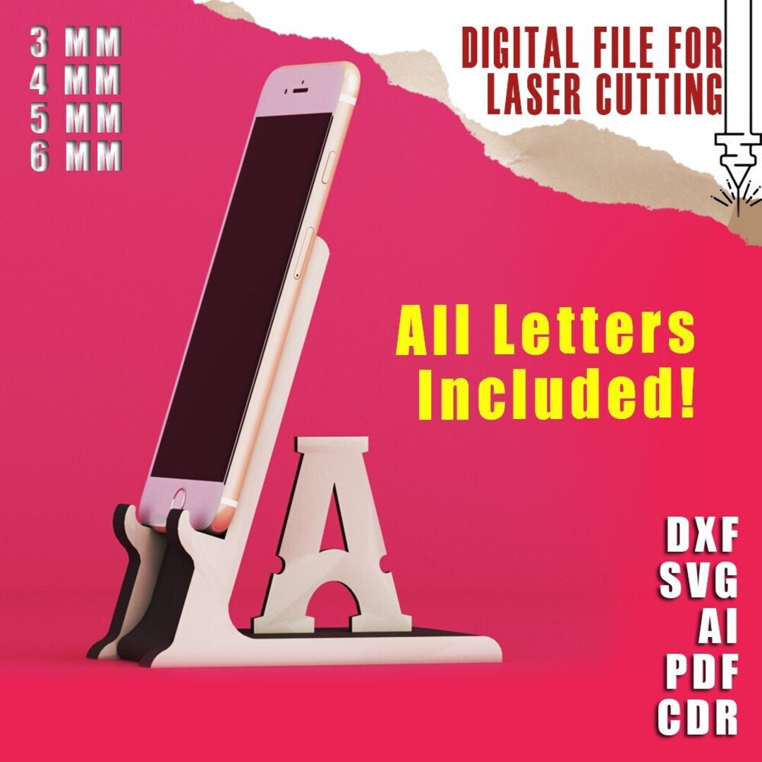 Custom Laser-cut Smartphone Holder and Docking Station - SVG, DXF, Ai ...