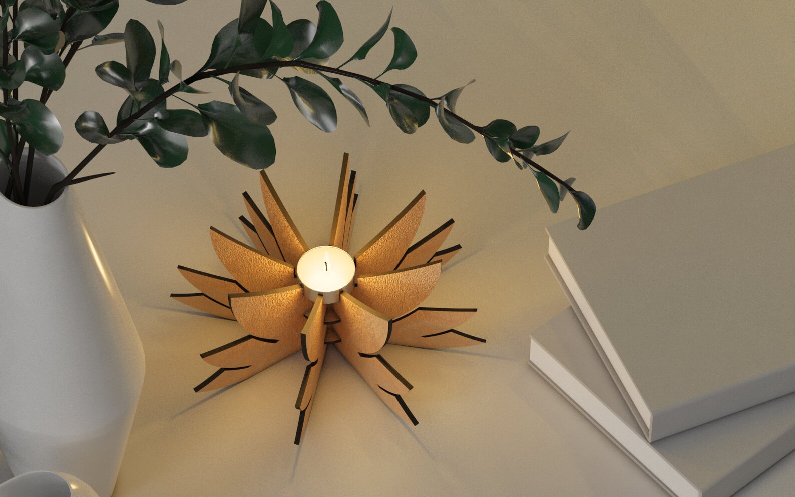 Lotus Candle Holder Laser Cutting, Tealight Holder, Wooden Candle ...