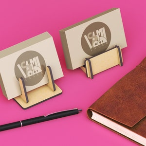2 Laser Cut Business Card Display Stand With Logo Sign, Customizable ...