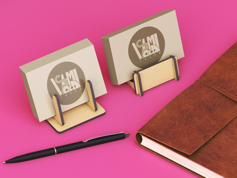 2 Laser Cut Business Card Display Stand With Logo Sign, Customizable ...