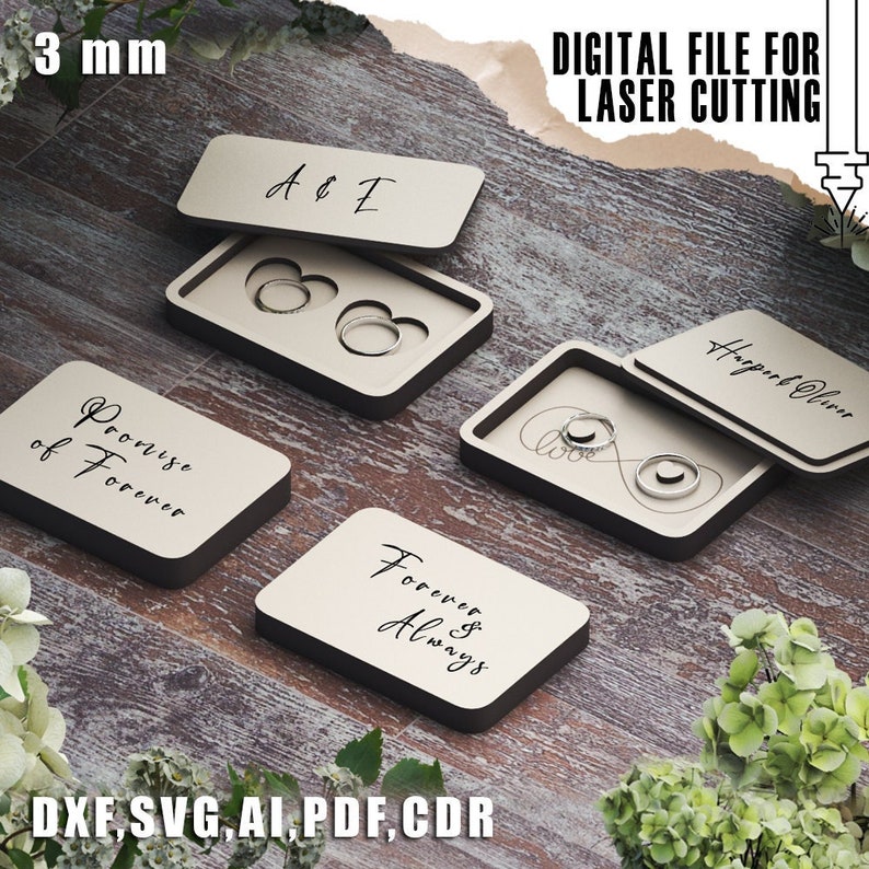 Exquisite Laser Cut Wedding Ring Box Bundle: Personalized SVG Designs ...