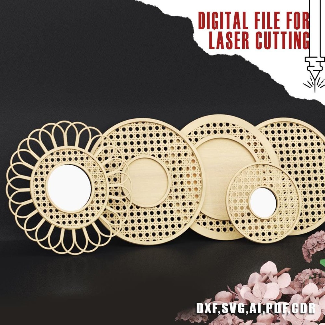 Boho Rattan Pattern SVG Bundle Laser Cut Welcome Sign Circle Door ...