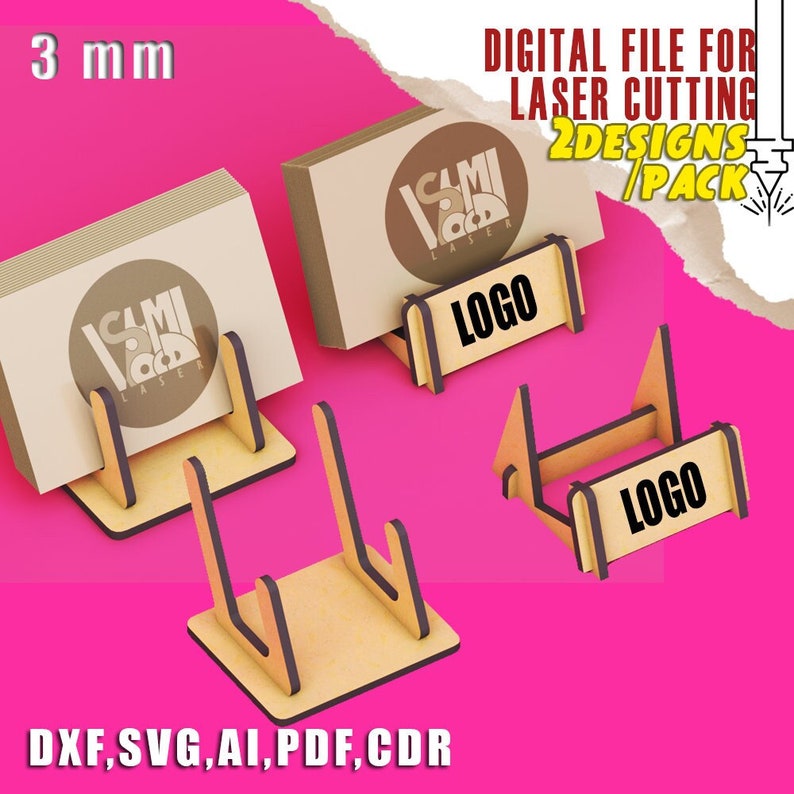 2 Laser Cut Business Card Display Stand With Logo Sign, Customizable ...