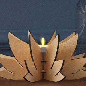 Lotus Candle Holder Laser Cutting, Tealight Holder, Wooden Candle ...