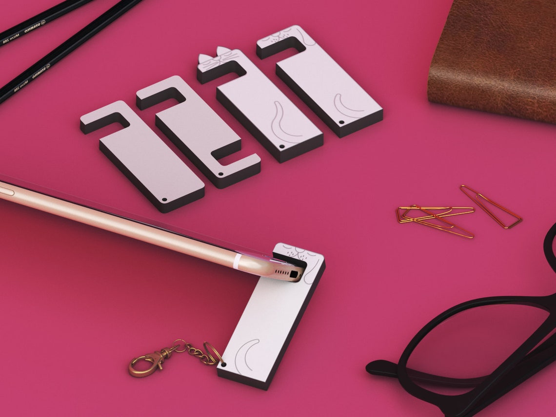 Phone Holder Keychain Laser Cutting File, Customizable Phone Stand ...