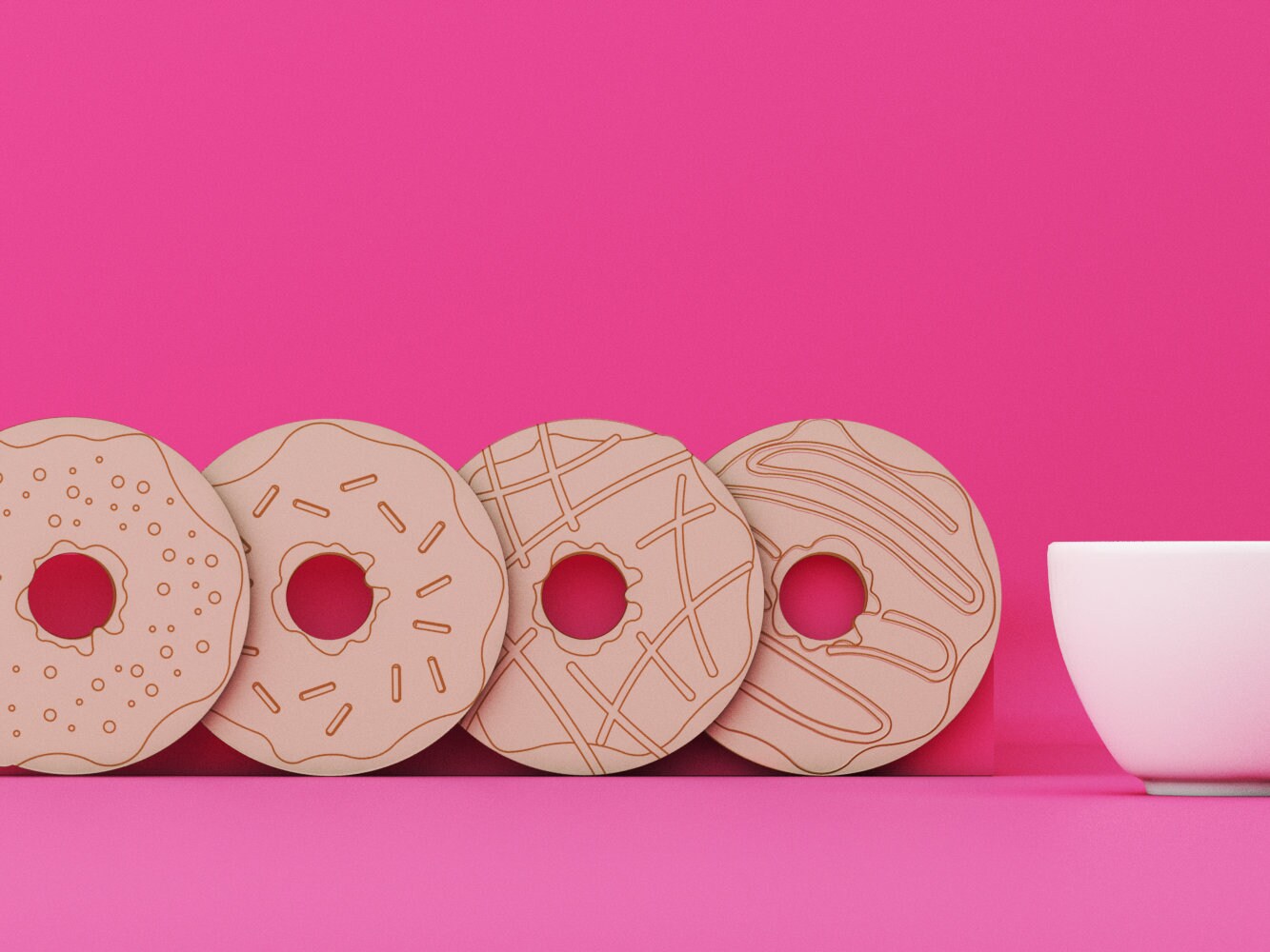 Donut Coasters, Laser Cut Coaster, Coaster Set Coffee Cup Coaster ...
