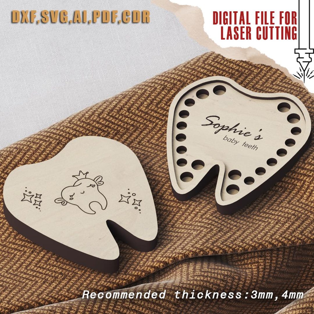 Tooth Box SVG File for Laser Cut - Tooth Fairy Keepsake, Baby Newborn ...