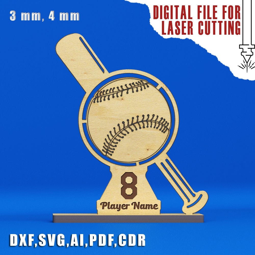 Custom Wooden Baseball Award SVG Files, Personalized Name Sign, Coach ...