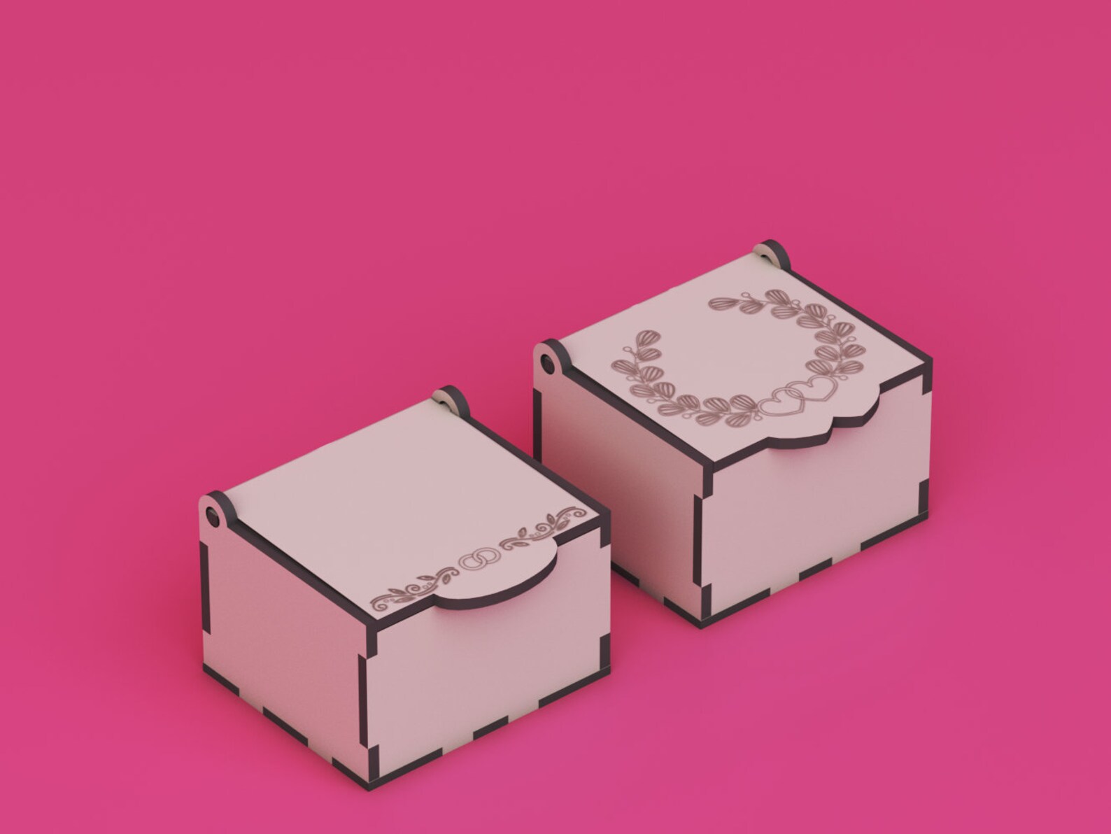 Laser Cut Boxes With Openable Lids in 4 Different Sizes, Patterned Gift ...