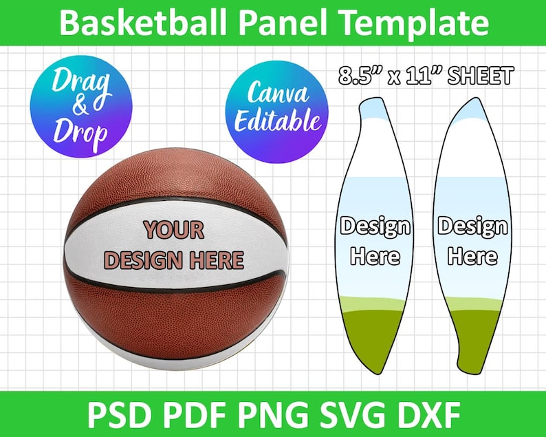 Basketball Panel Template SVG, Blank Basketball Panel Template, Custom ...