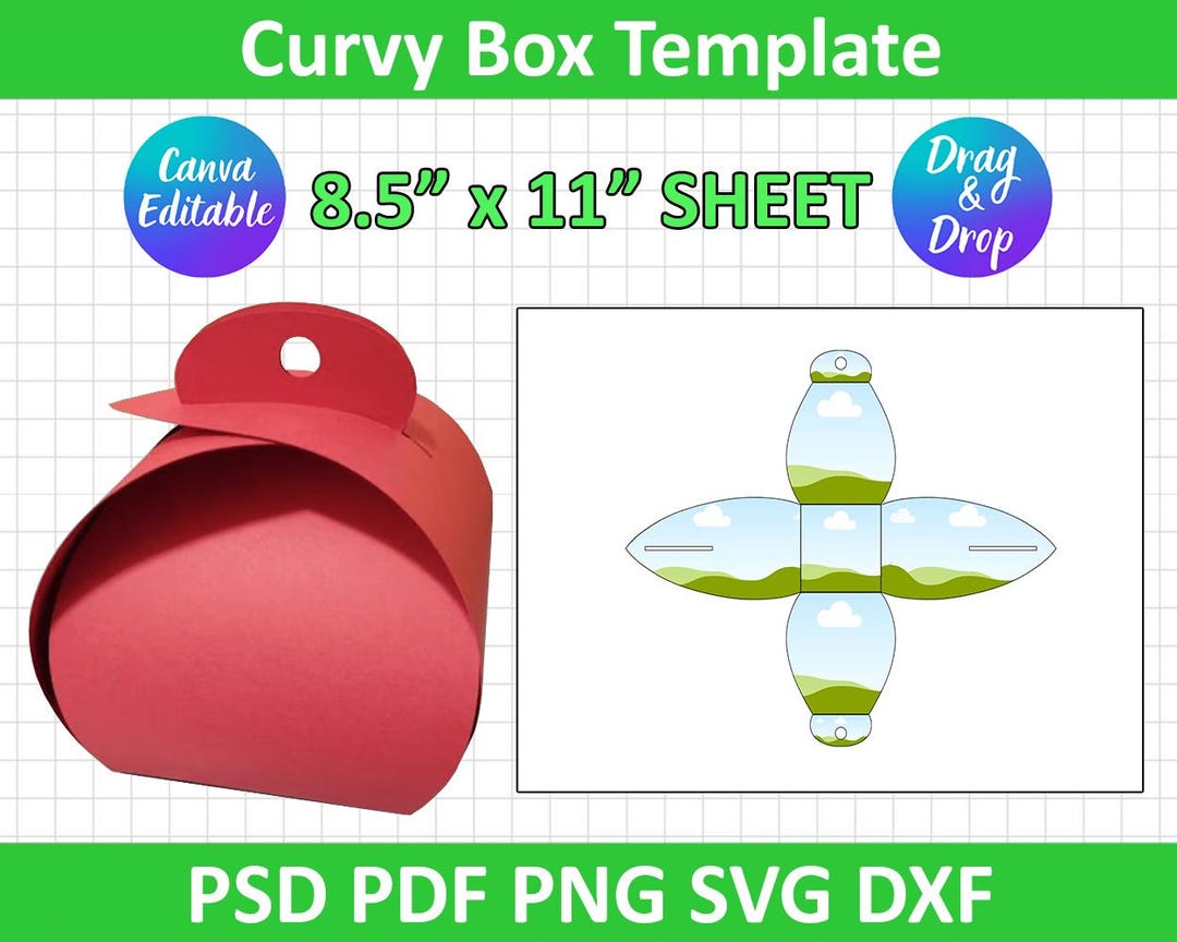 Curvy Box Template Svg, Curved Treat Box Svg, Box Template Svg for ...