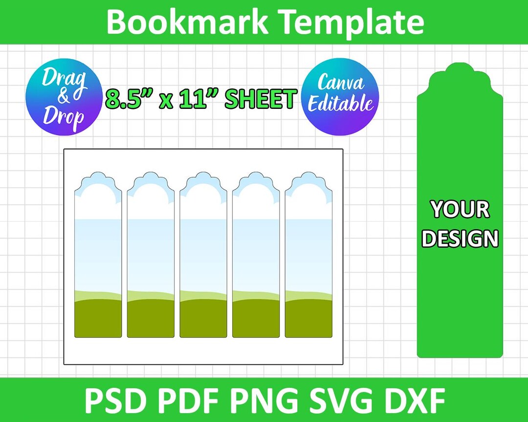 Bookmark Template, Bookmark Template SVG, DXF, Png, PSD, Silhouette ...
