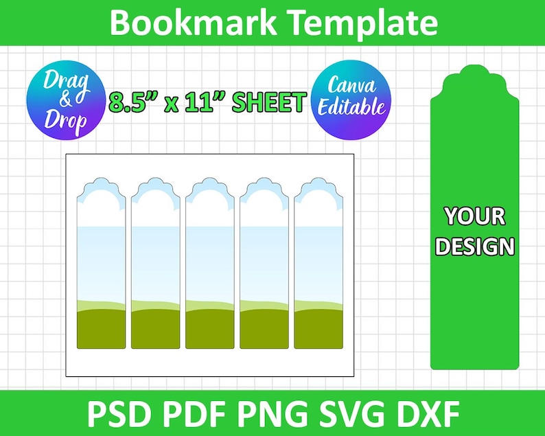 Bookmark Template, Bookmark Template SVG, DXF, Png, PSD, Silhouette ...