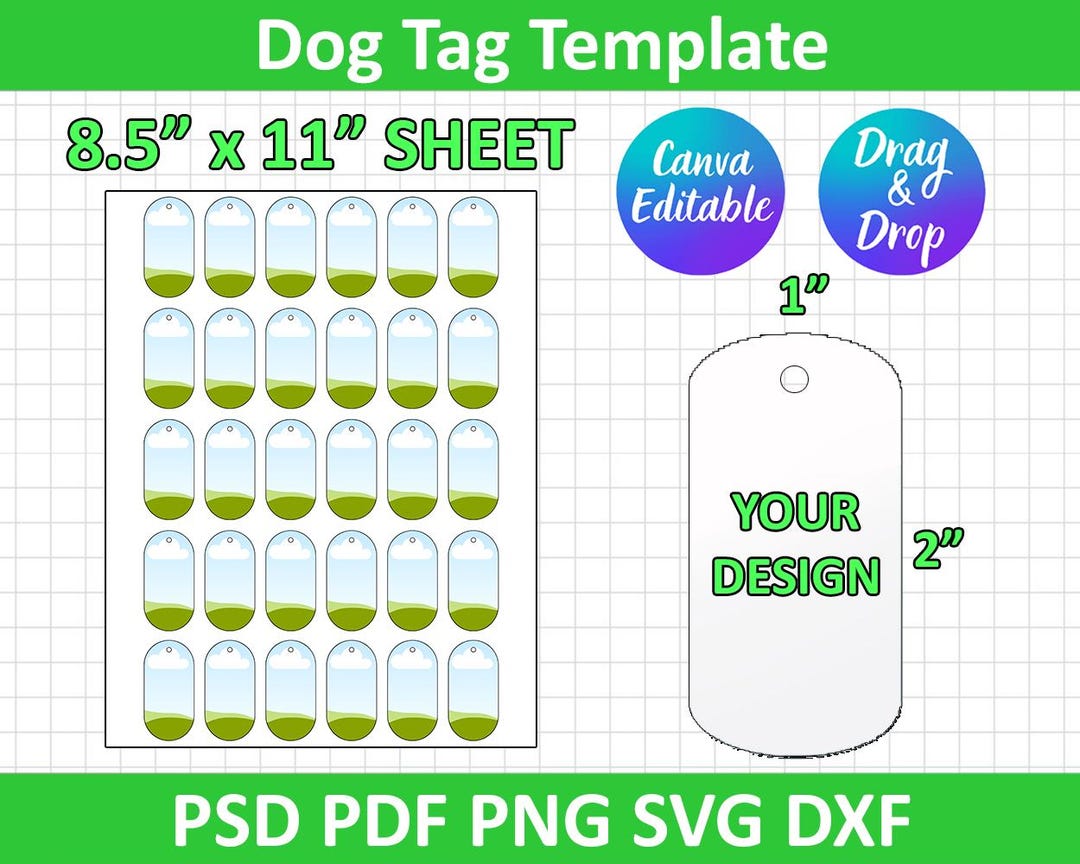 Dog Tag Template SVG, Dog Tag Template, DXF, Png, Psd, Silhouette ...