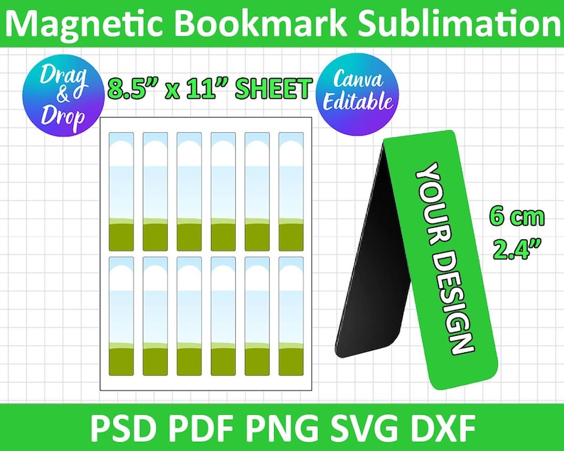 Magnetic Bookmark Sublimation Template, Bookmark Sublimation Template ...