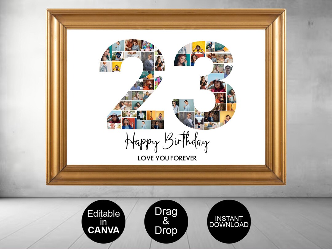 23rd Birthday Photo Collage Template, Number 23 Collage, 23rd Collage ...