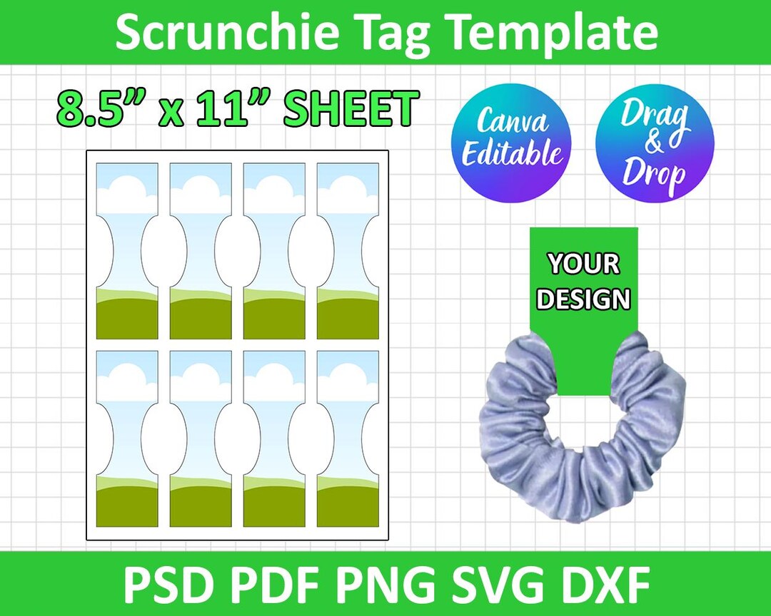 Scrunchie Tag Template, Scrunchie Tag SVG, Canva Editable, DXF, Png ...