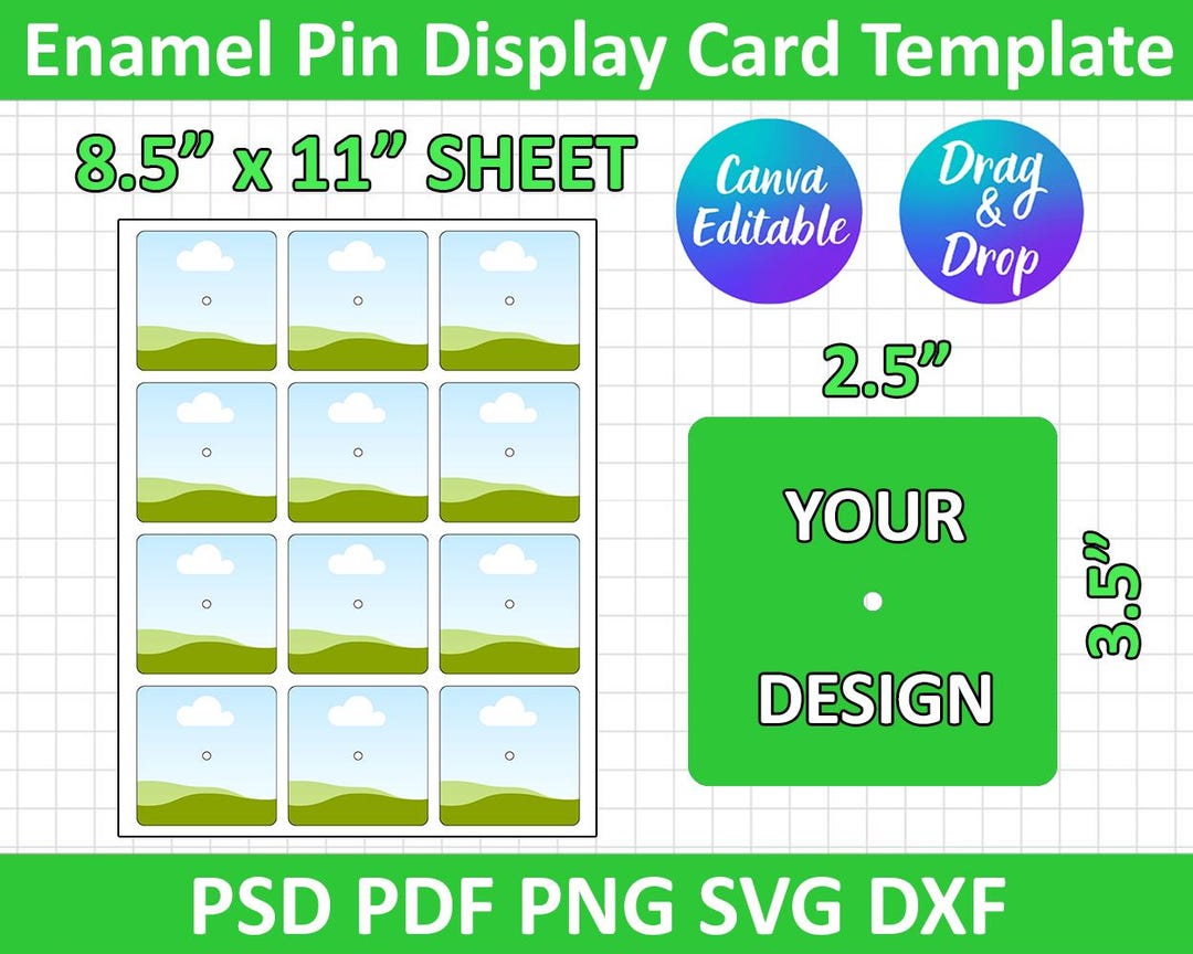 Enamel Pin Display Card Template, Keychain Display Card Template, SVG ...