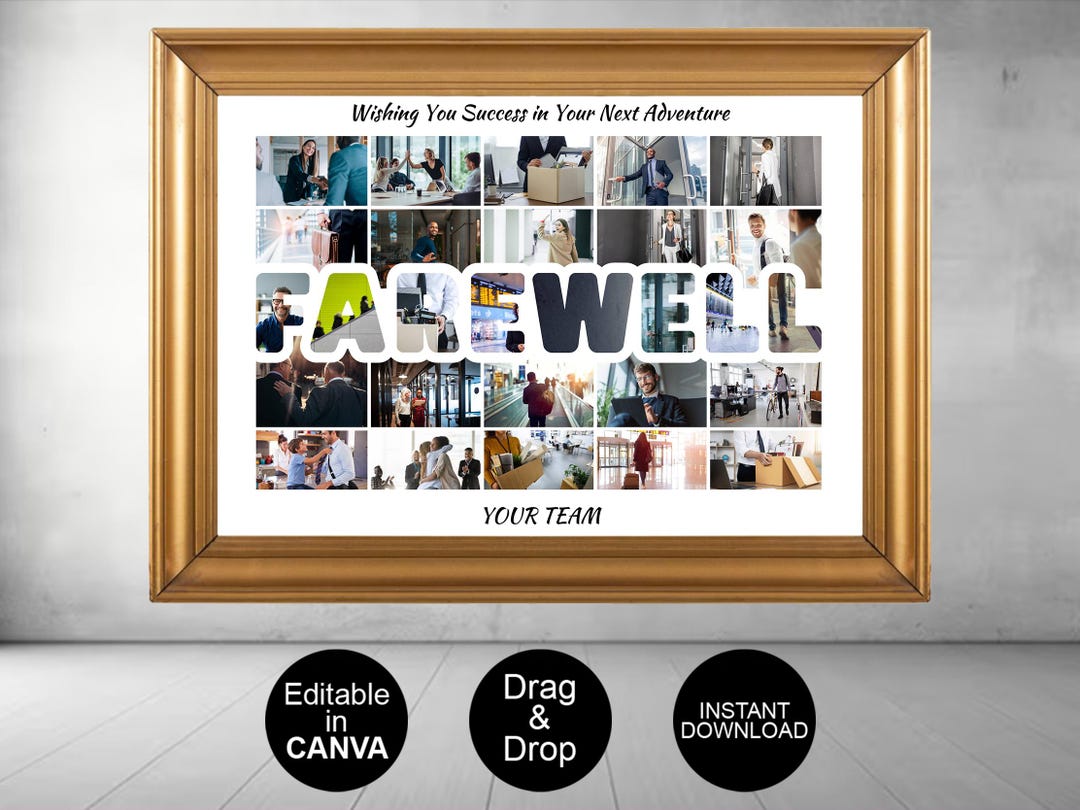 Farewell Photo Collage, Boss Retirement Party, Canva Frame ...