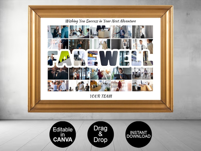 Farewell Photo Collage, Boss Retirement Party, Canva Frame, Customizable Goodbye Memory Board ...