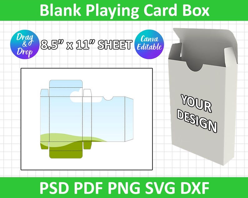 Blank Playing Card Box Template SVG, Poker Card Box Template, Cut Files ...