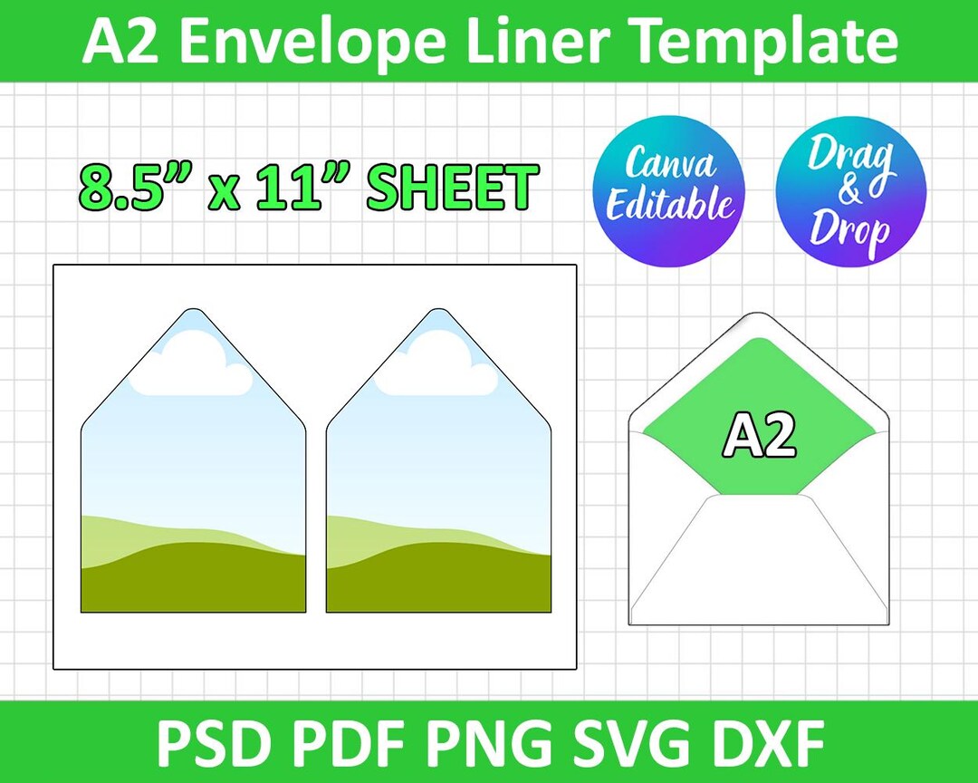 A2 Envelope Liner Template SVG, Euro Flap Liner, PSD, PNG, Dxf, Silhouette, Cricut, Printable ...
