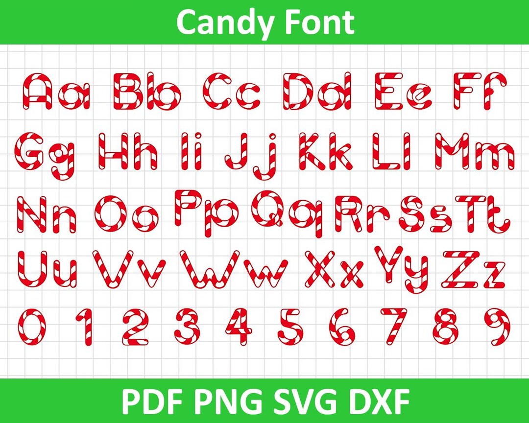 Candy Cane Font Svg Candy Font Svg Christmas Letters Svg Cricut Candy ...