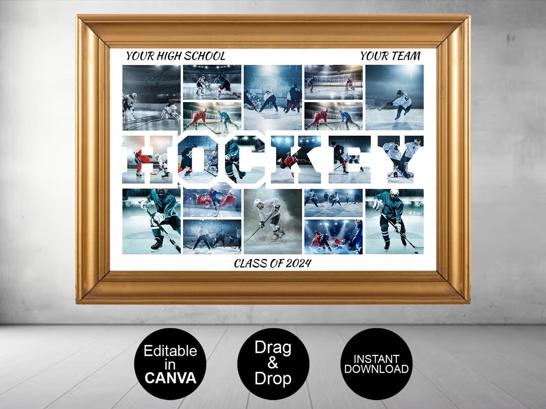 Field Hockey Photo Collage, Editable Team Gift, Canva Frame Template ...