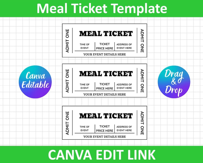 Editable Food Event Ticket, Food Ticket Printables, DIY Event Ticket ...