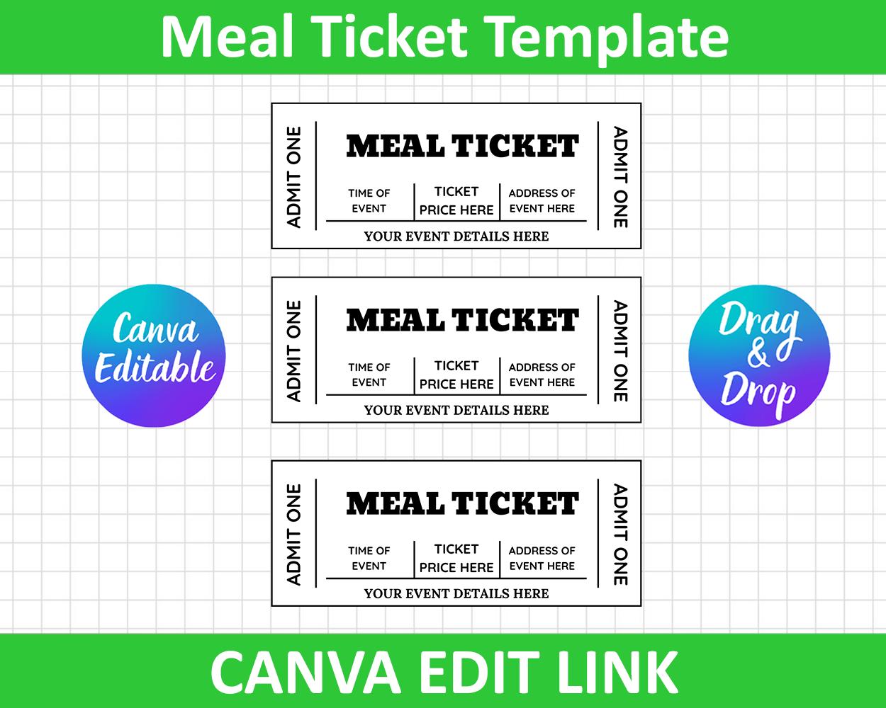 Editable Food Event Ticket, Food Ticket Printables, DIY Event Ticket ...