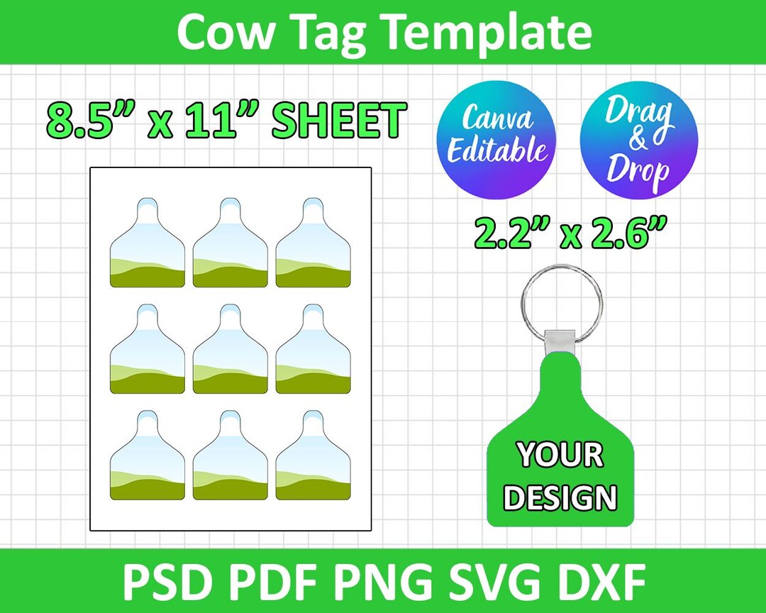 Cattle Tag Template, Cattle Tag Svg Cow Tag Keychain Sublimation, SVG ...