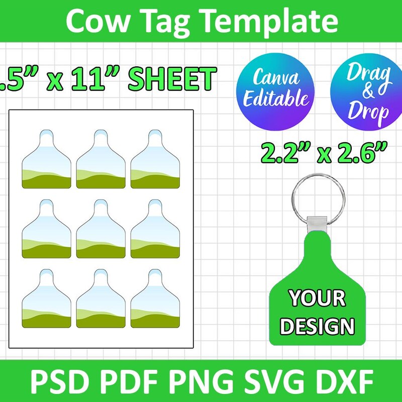 Cow Tag Keychain - Etsy