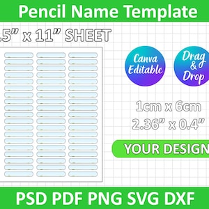 PENCIL Name Label Template, Ped Label, Circe Label Template, Canva ...
