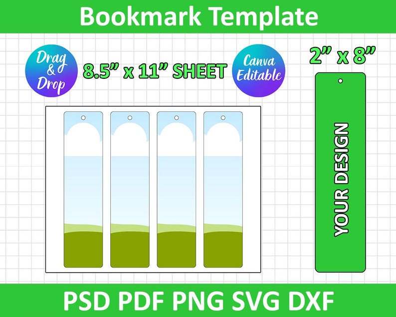Bookmark Template, Bookmark Template SVG, DXF, Png, Silhouette, Cricut ...