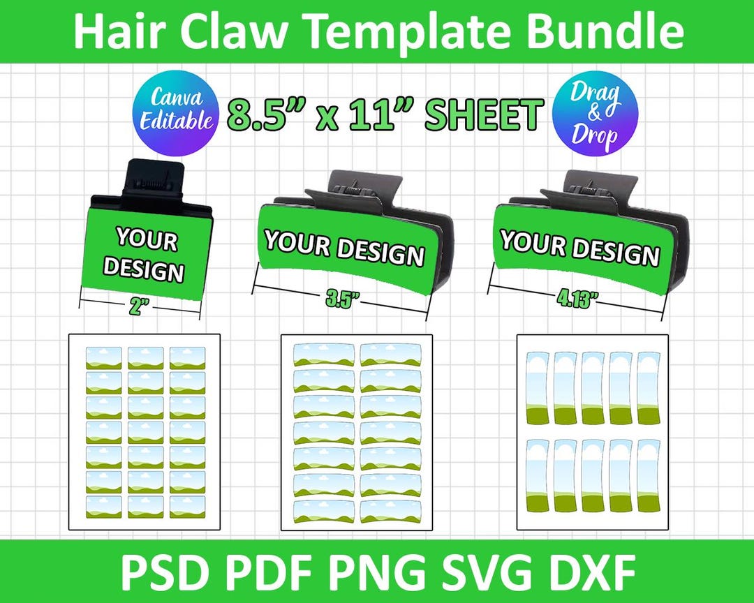 Hair Claw Clip Sublimation Template Bundle SVG, Hair Claw Clip ...