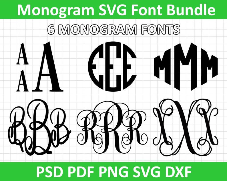 Monogram Font Bundle SVG, Monogram Alphabets, Monogram Fonts Design, Name Initial, Monogram ...
