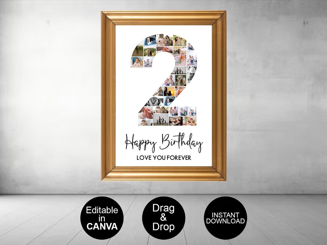 2nd Birthday Photo Collage Template, Number 2 Collage, 2nd Collage, 2nd ...