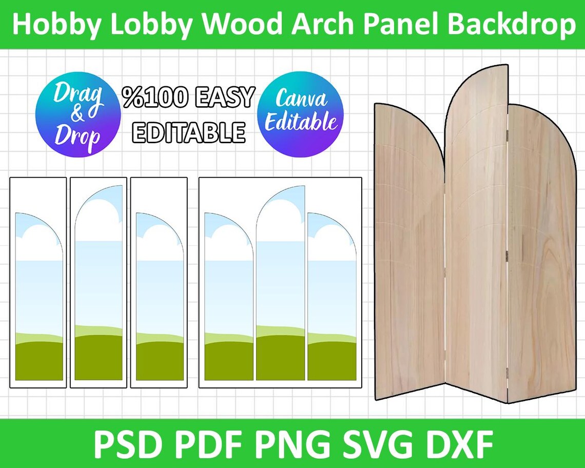 Hobby Lobby Wood Arch Panel Backdrop Template for Canva + Mockup, Hobby ...