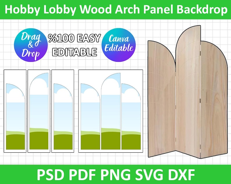 Hobby Lobby Wood Arch Panel Backdrop Template for Canva + Mockup, Hobby ...