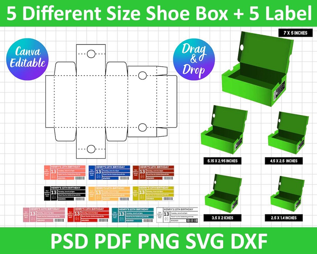 Shoe Box Template SVG, Shoe Box, Sneaker Box Template, Shoe Box ...