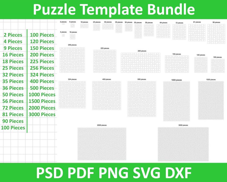 Puzzle Templates Bundle SVG, Jigsaw Puzzle Svg Bundle, Puzzle Cut ...