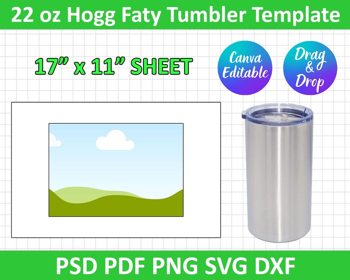 22 Oz Hogg Fatty Tumbler Template, SVG, PDF, PNG, Dxf, Sublimation Wrap ...