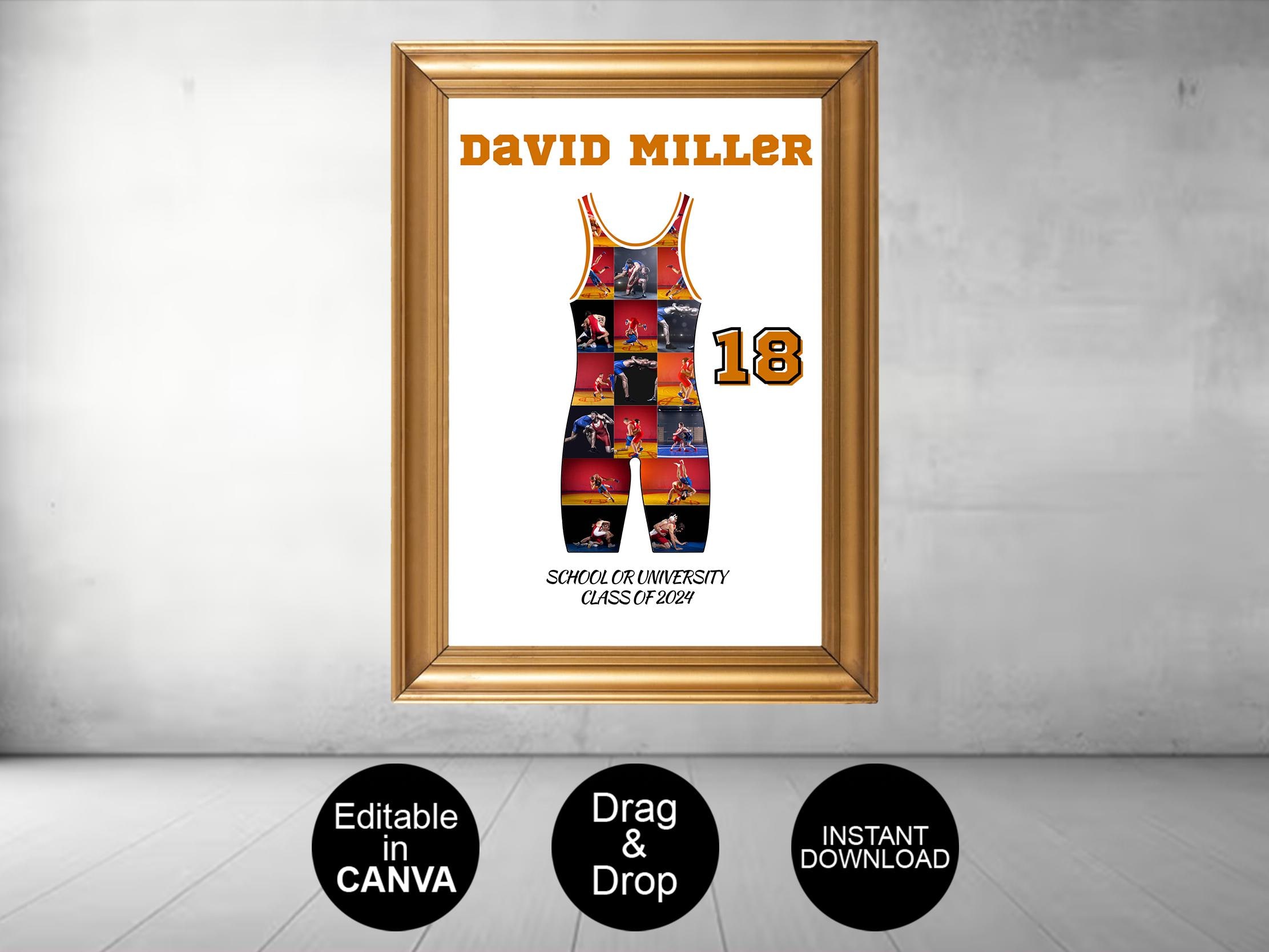 Wrestling Suit Singlet Photo Collage, Senior Night Wrestler Gifts ...