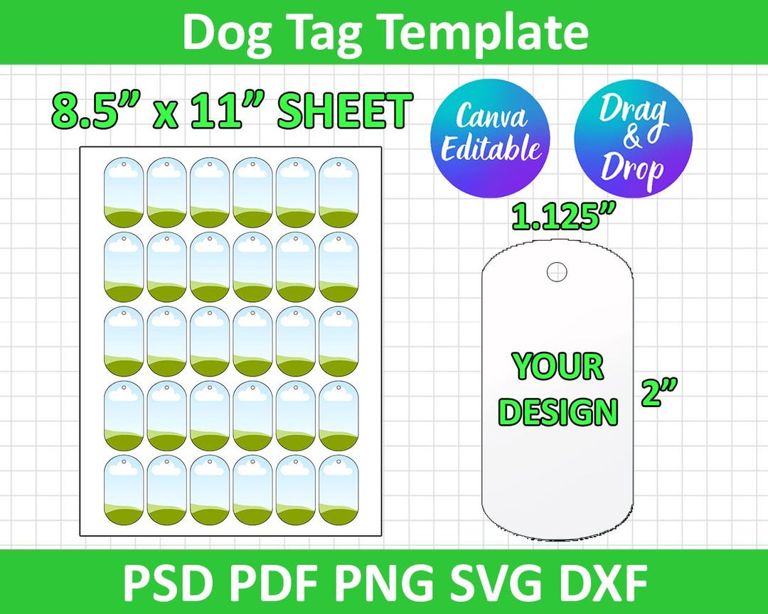 Dog Tag Template SVG, Dog Tag Template, DXF, Png, Psd, Silhouette ...